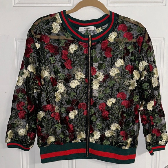 Runway | Jackets & Coats | Floral Embroidered Bomber Jacket Red Green ...